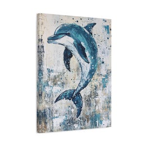 Ocean Dolphin Canvas Print | Playful Blue Sea Life Wall Art, Beach ...