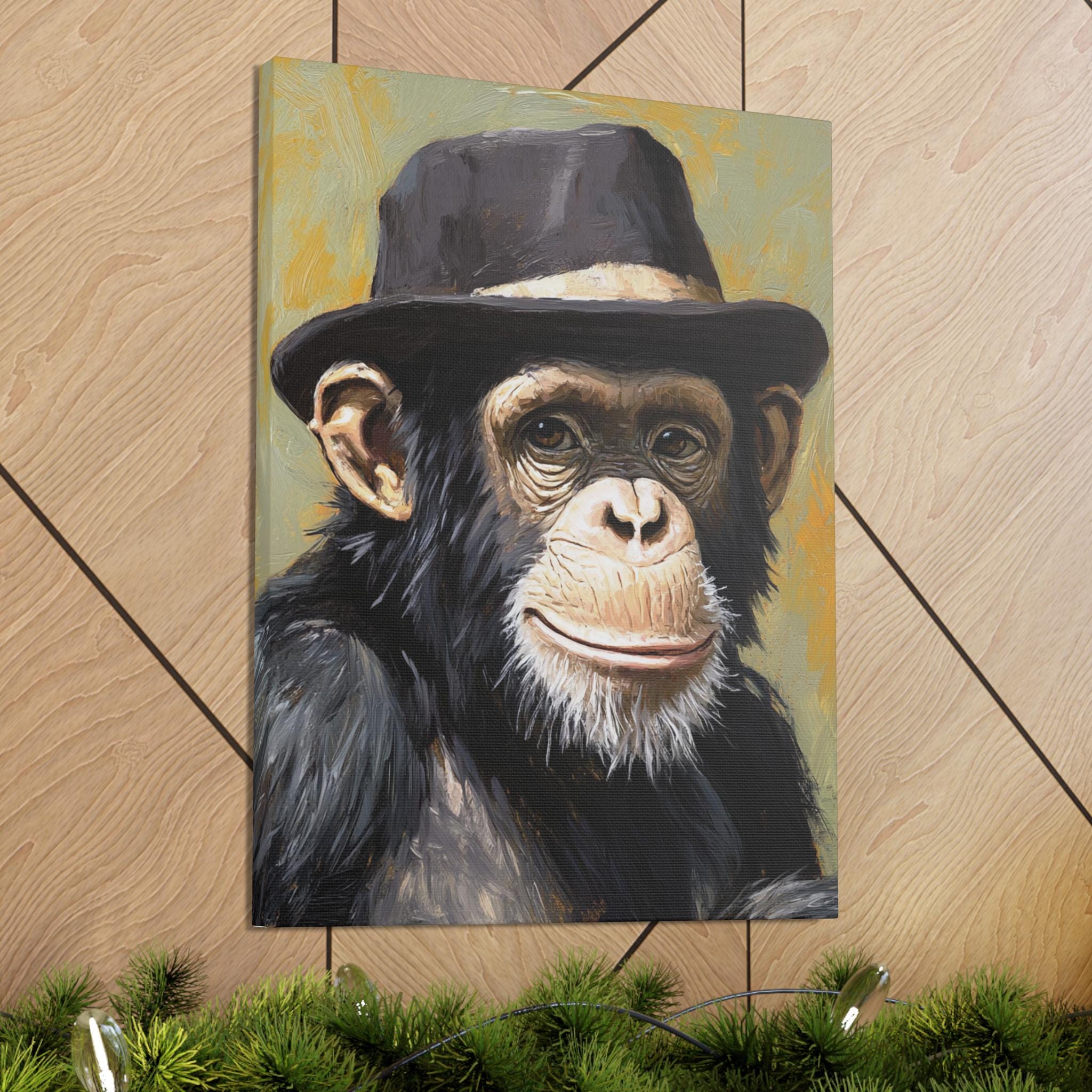 Chimpanzee Wall Art | Monkey Canvas Print | Vintage Animal Painting ...