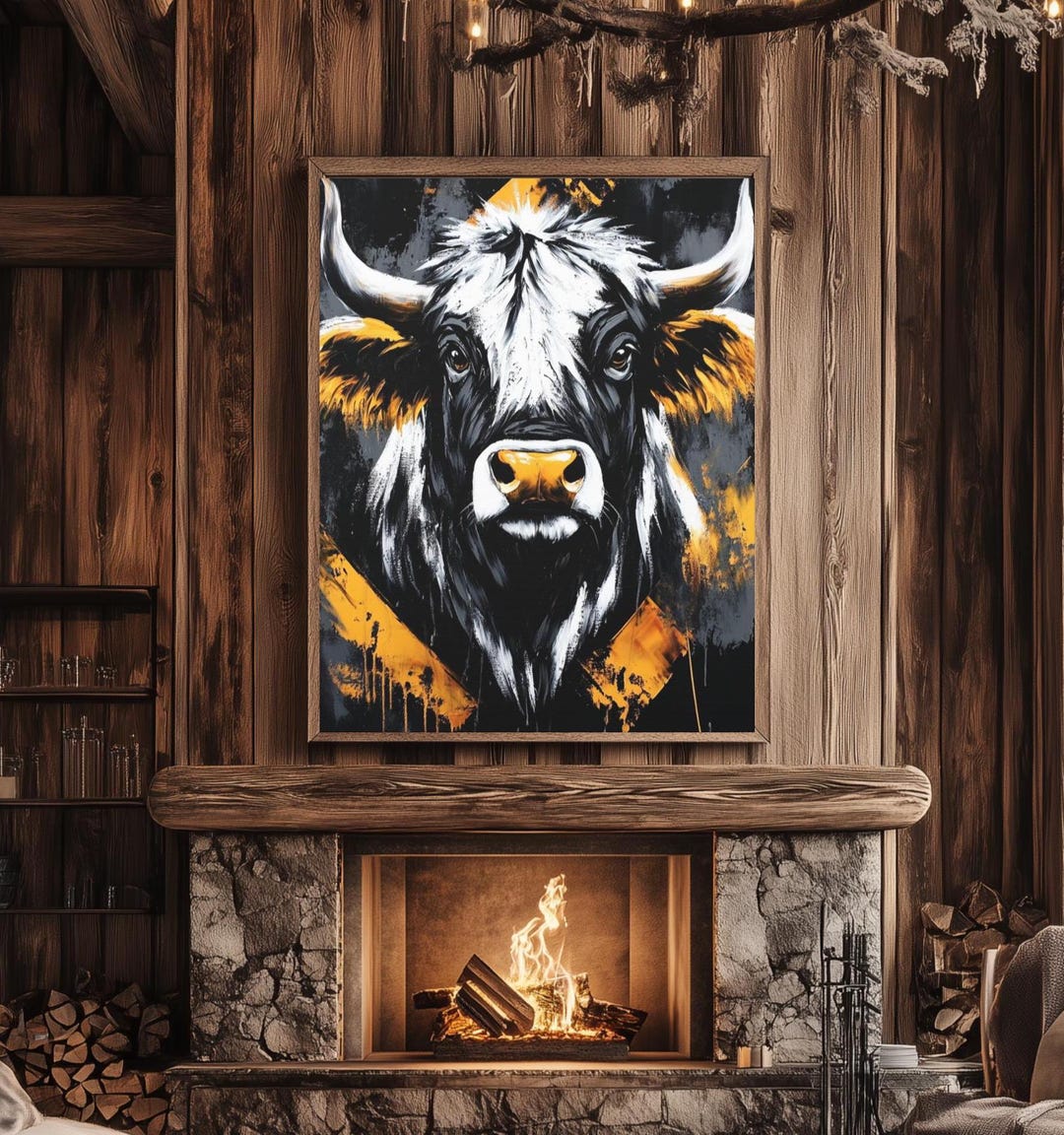 Bold Cowboy Bull Wall Art | Western Alpha Bull Print | Rustic Powerful ...