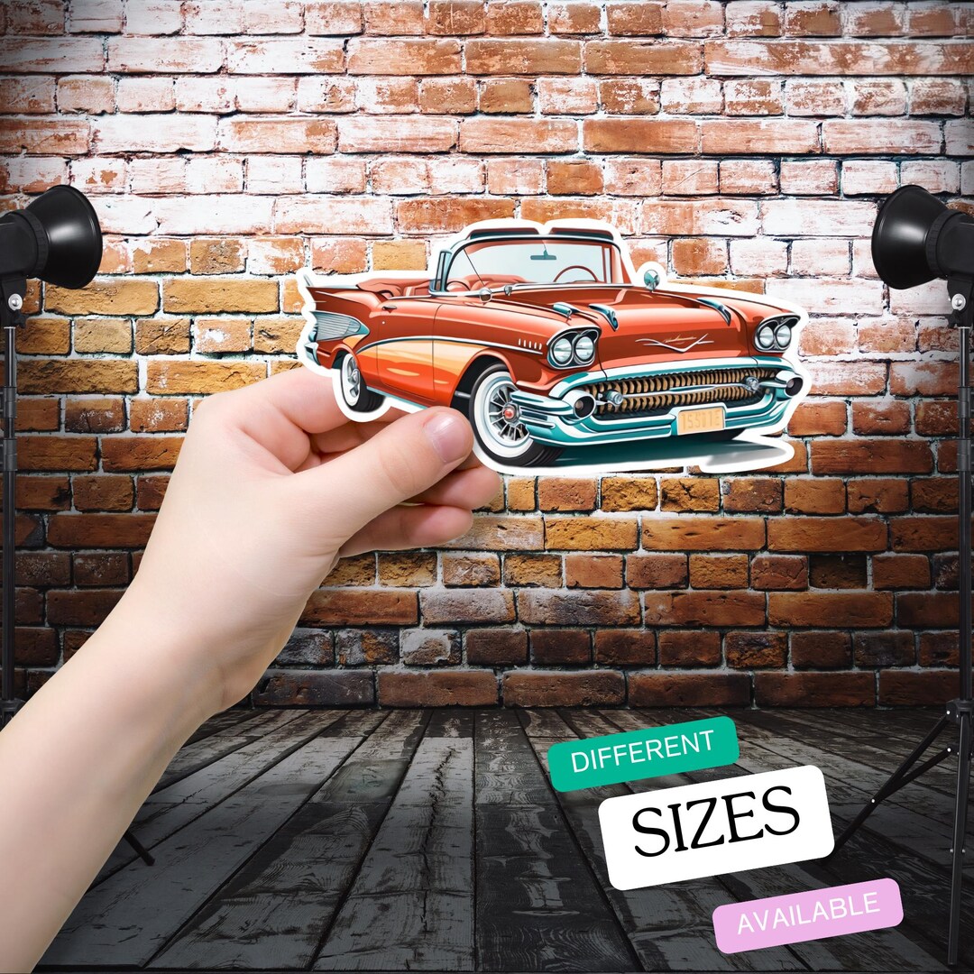 Retro Red Convertible Car Sticker - Weather Resistant Vinyl Decal - Etsy