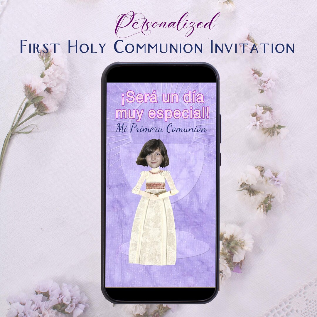 Digital Communion Invitation, First Communion Invitation, Girl's Communion Invitation, Animated ...