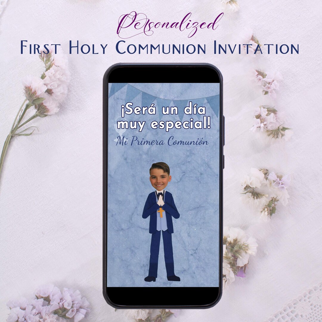 Digital Communion Invitation, First Communion Invitation, Boy's ...