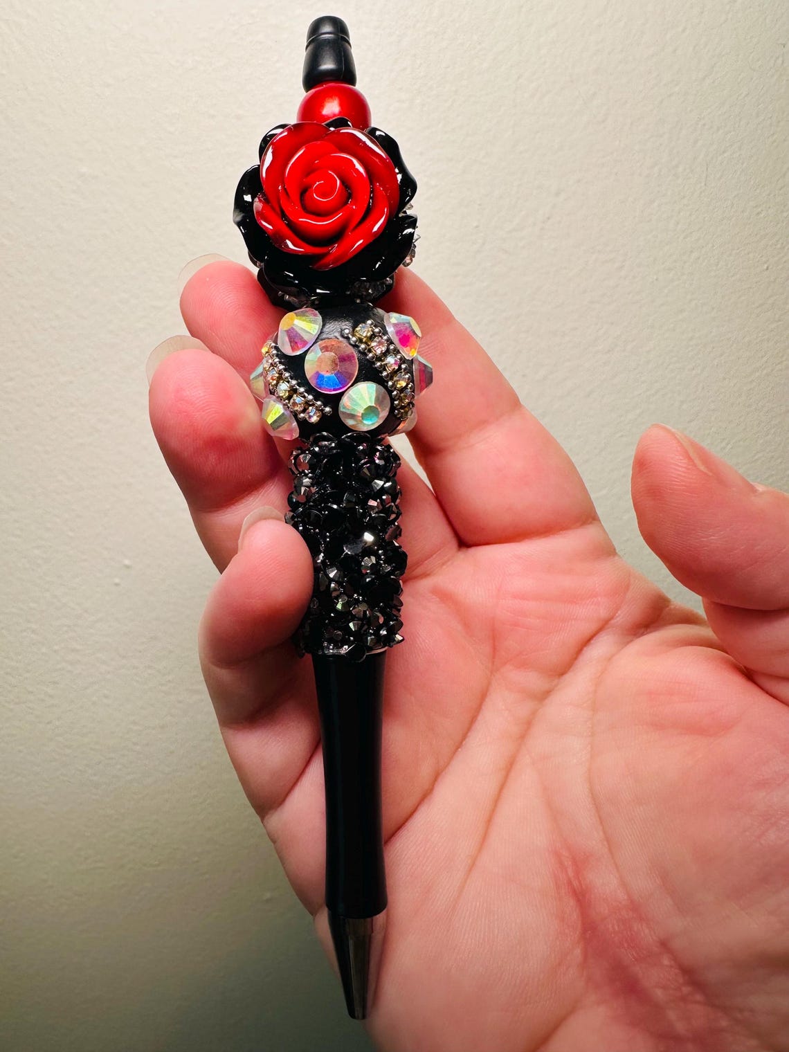 Goth Black and Red Rose Beaded Pen - Etsy