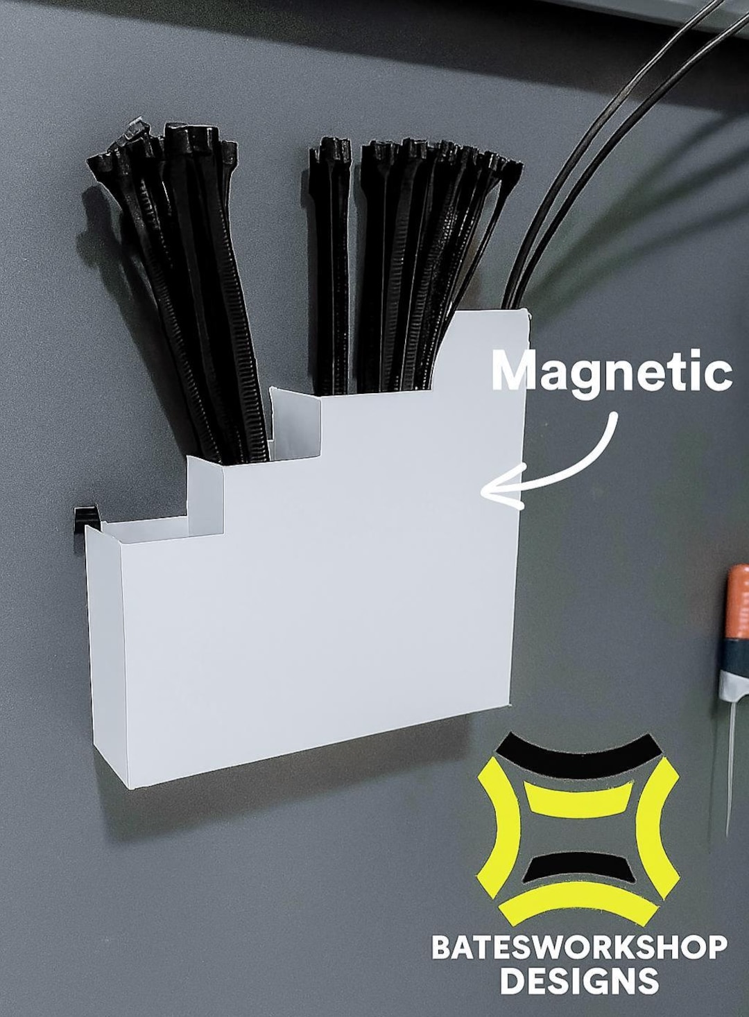 3D Printed Magnetic Zip Tie Holder – 4 Slot Organizer for 3.5" to 12 ...