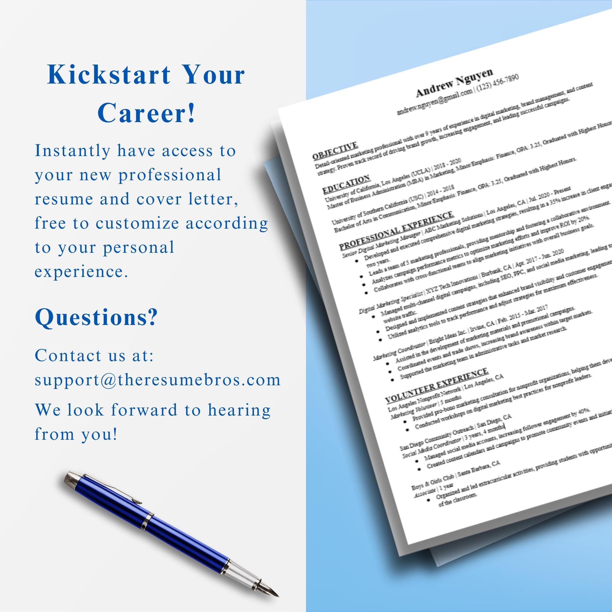 Quick, Easy, Simple Resume & Cover Letter Template, References, Word ...