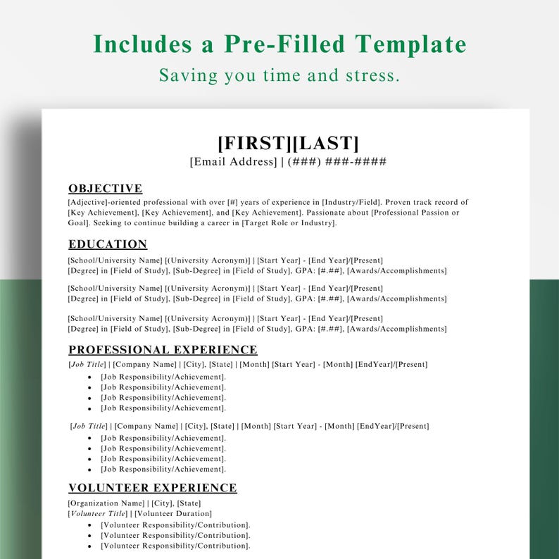 Quick, Easy, Simple Resume Template, Word, Odf/odt, Google Docs, ATS ...