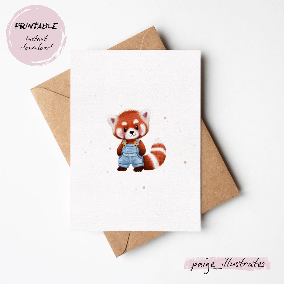 Reggie the Red Panda Digital Card, Illustrations by Paige_illustrates ...
