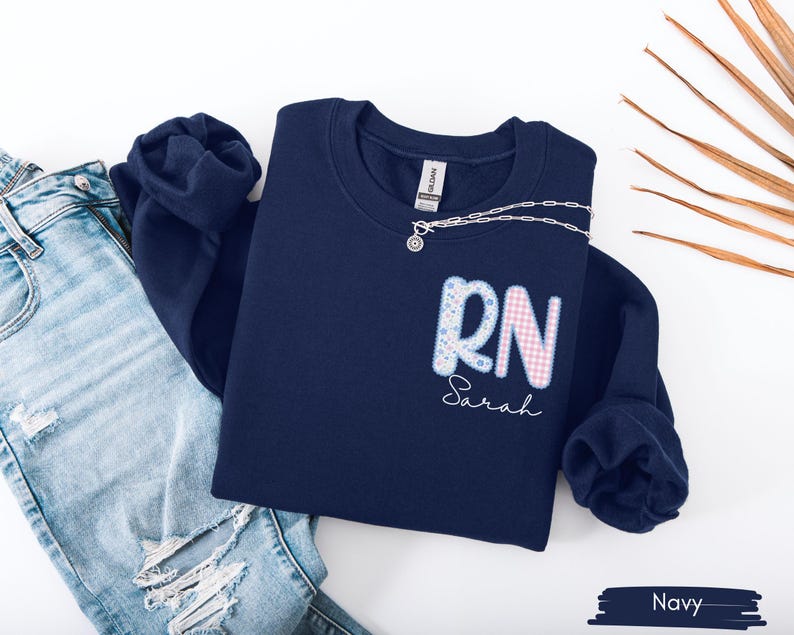 Personalized RN Sweatshirt With Name, Custom Nurse Crewneck, Floral ...