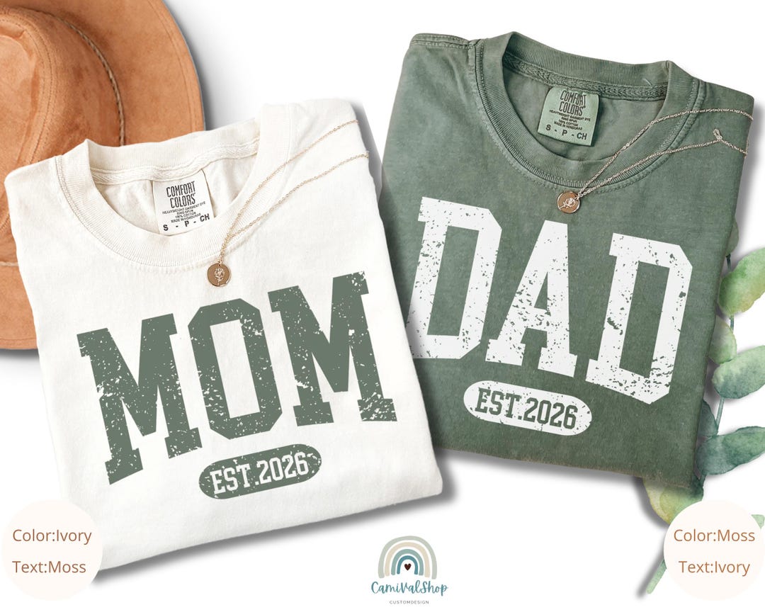 Matching Mom and Dad Shirts, Custom EST 2026 Shirt, New Parents Gift ...
