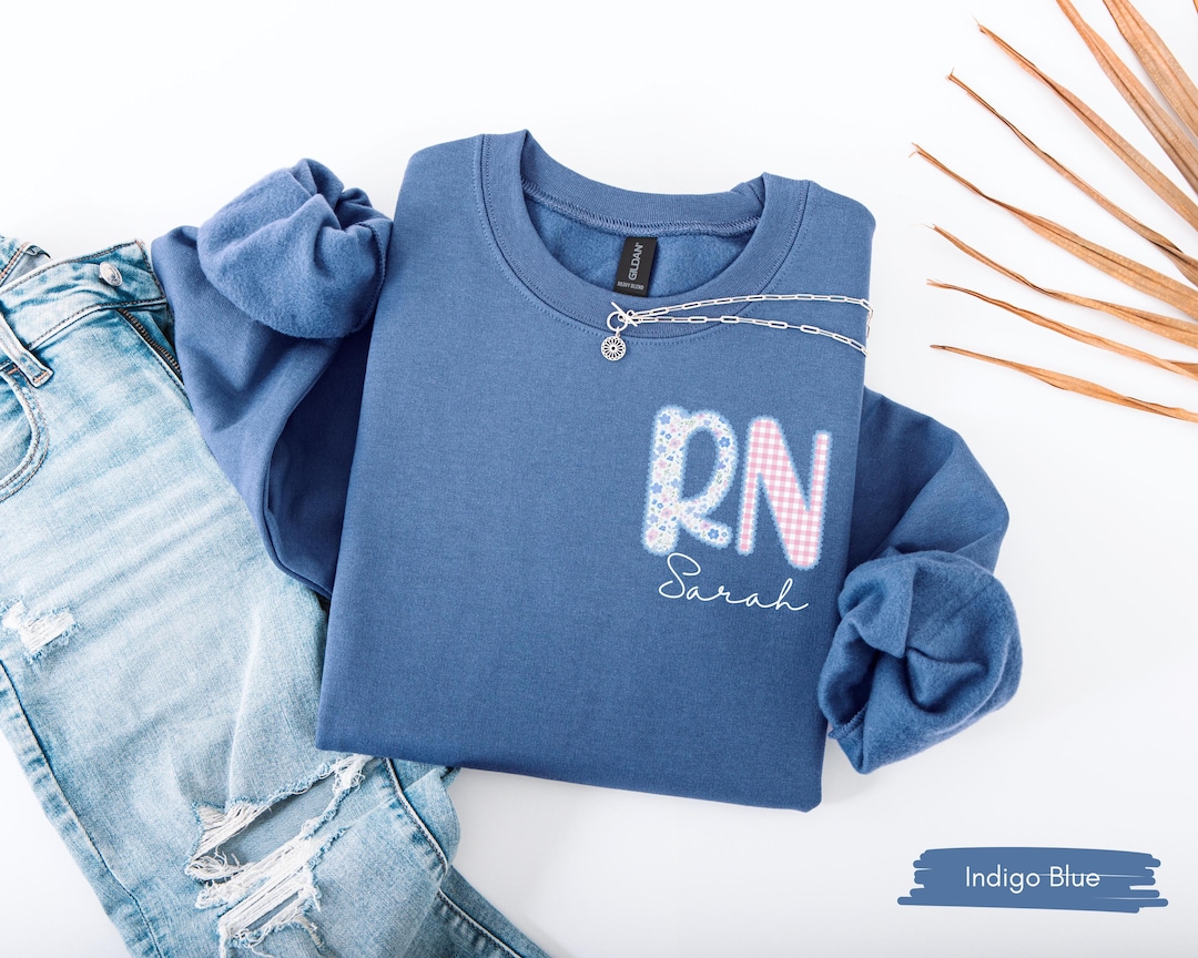 Personalized RN Sweatshirt With Name, Custom Nurse Crewneck, Floral ...