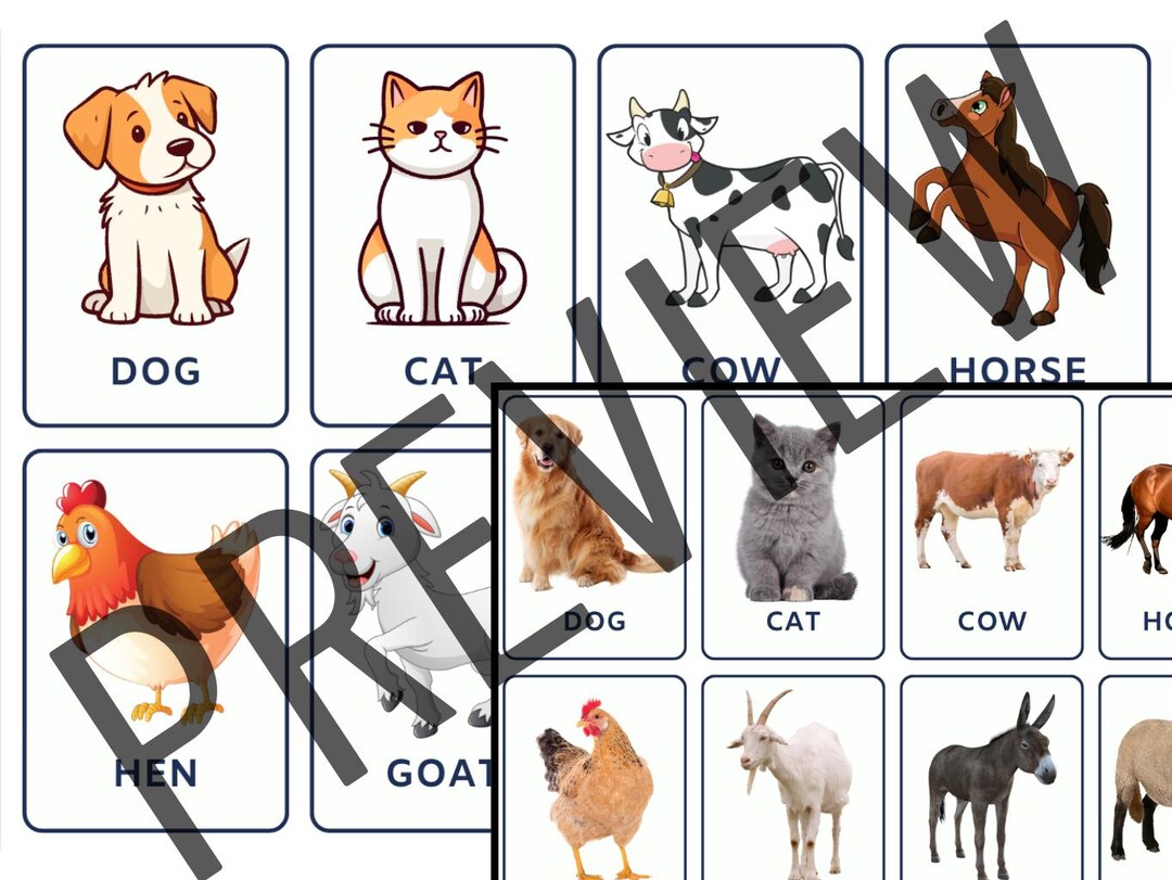 Montessori Printable Flashcards Animals, Kids Digital Download, Pdf ...