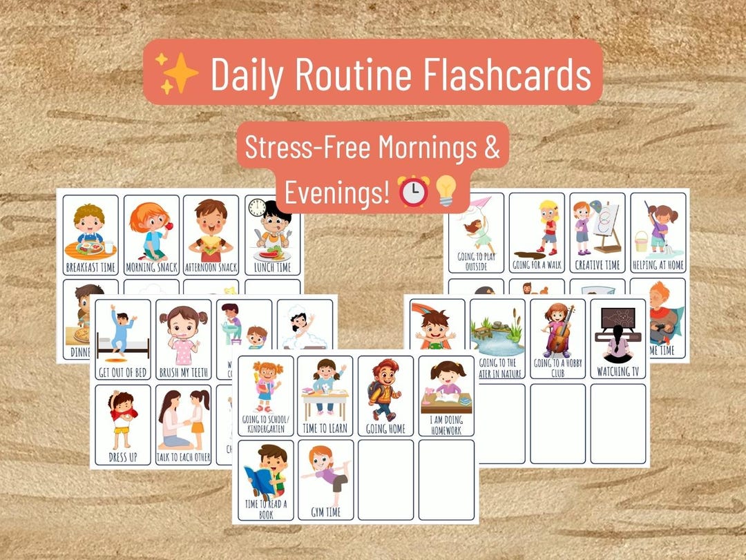 Printable Daily Routine Flashcards PDF, Visual Schedule, Routine Cards ...