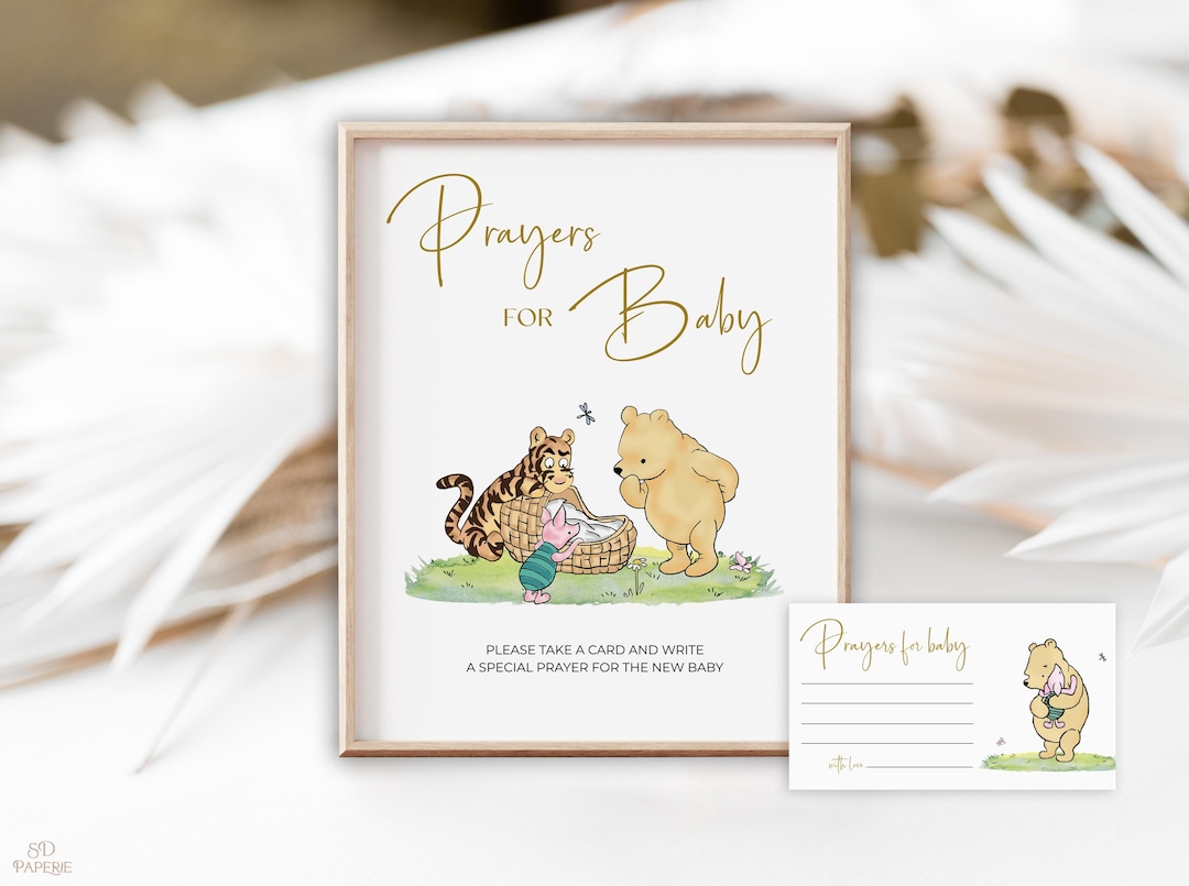 Winnie the Pooh Baby Shower Prayers for Baby Sign, Classic Pooh Bear ...