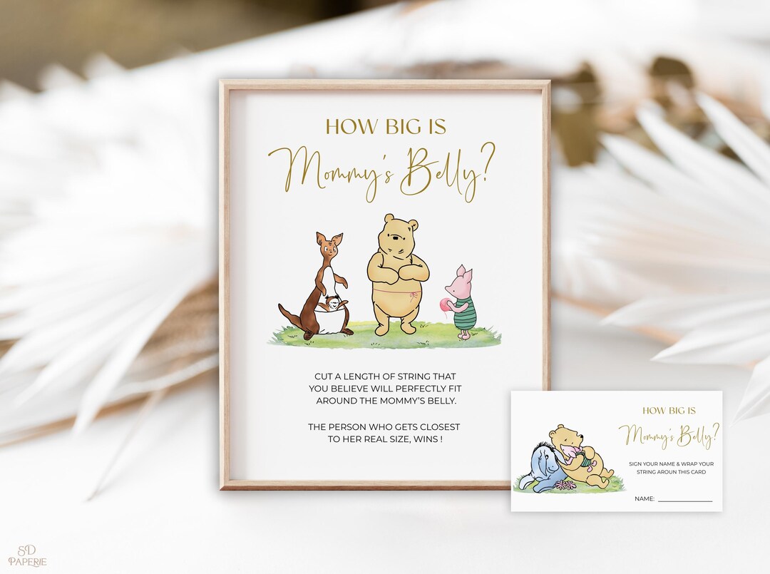 Classic Winnie the Pooh How Big is Mommy's Belly Sign & Ticket ...