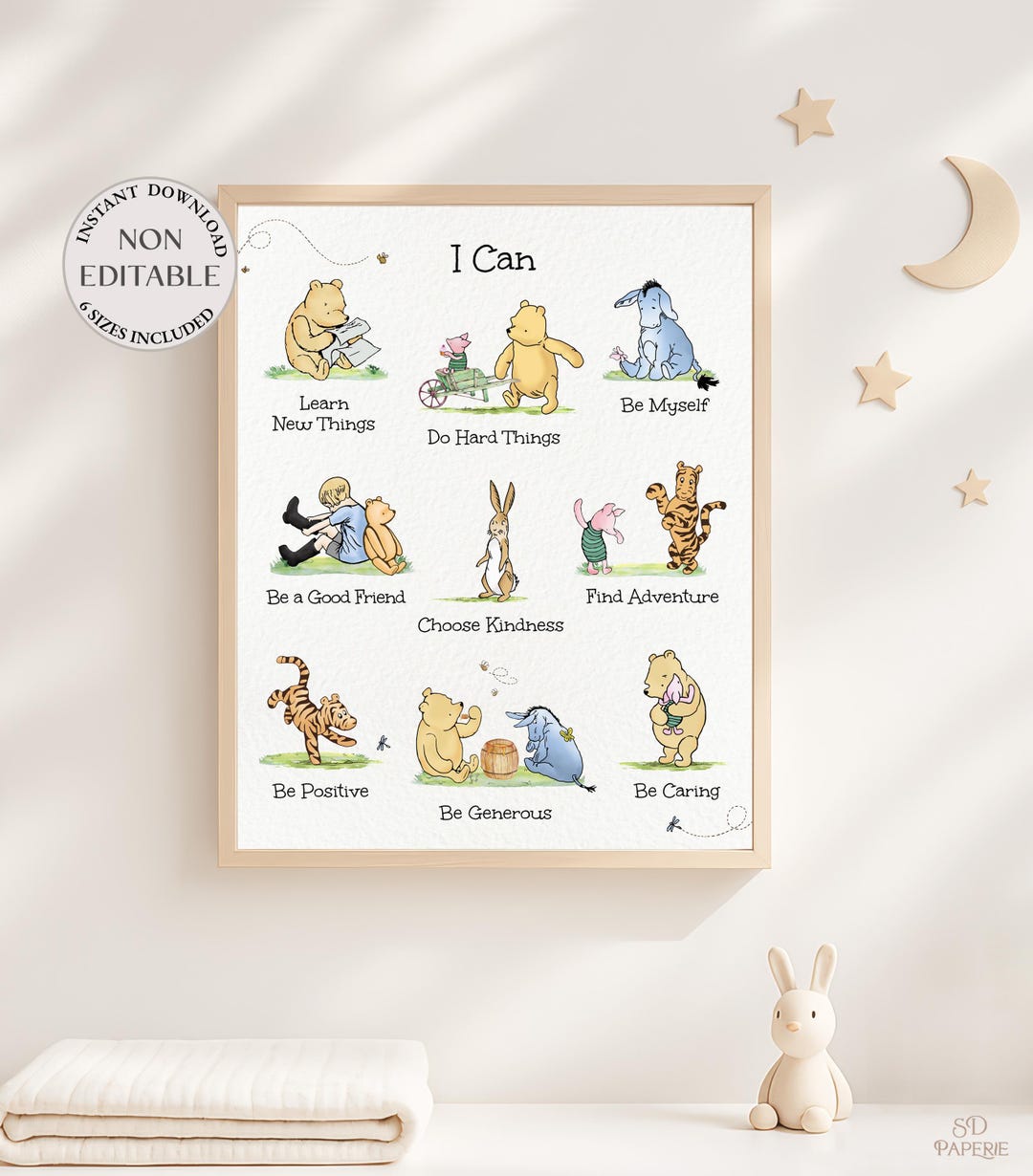 Winnie the Pooh Nursery Wall Art, Printable Pooh & Friends Affirmations ...
