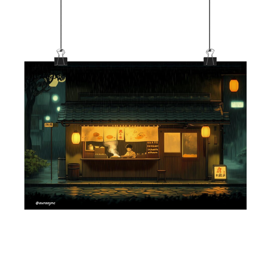 Tokyo Night Ramen Shop Poster, Anime-style Japanese Street Art Print ...