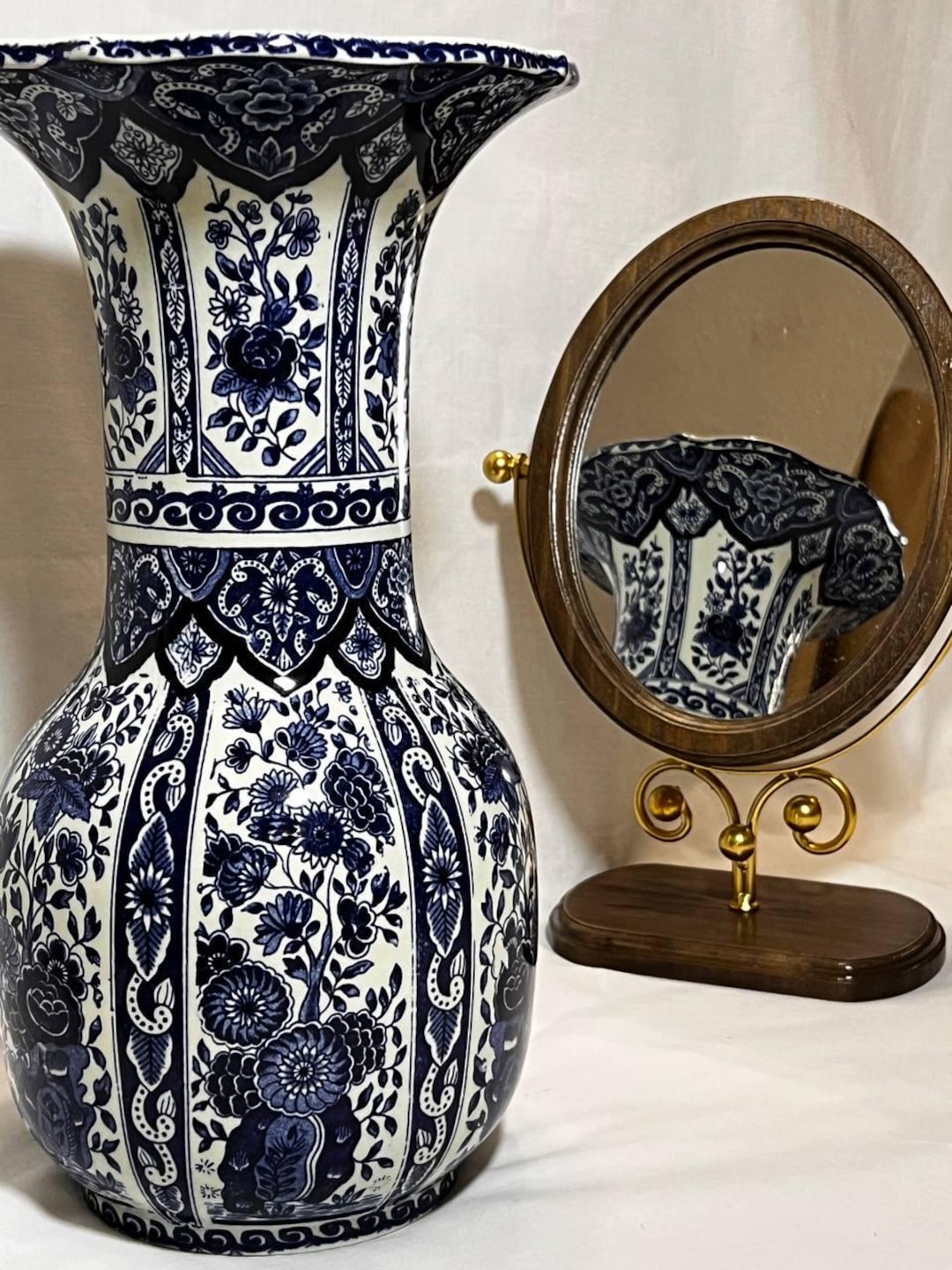 Royal Sphinx Maastricht Vase • Delft Blue Style Holland 1950s • Large ...