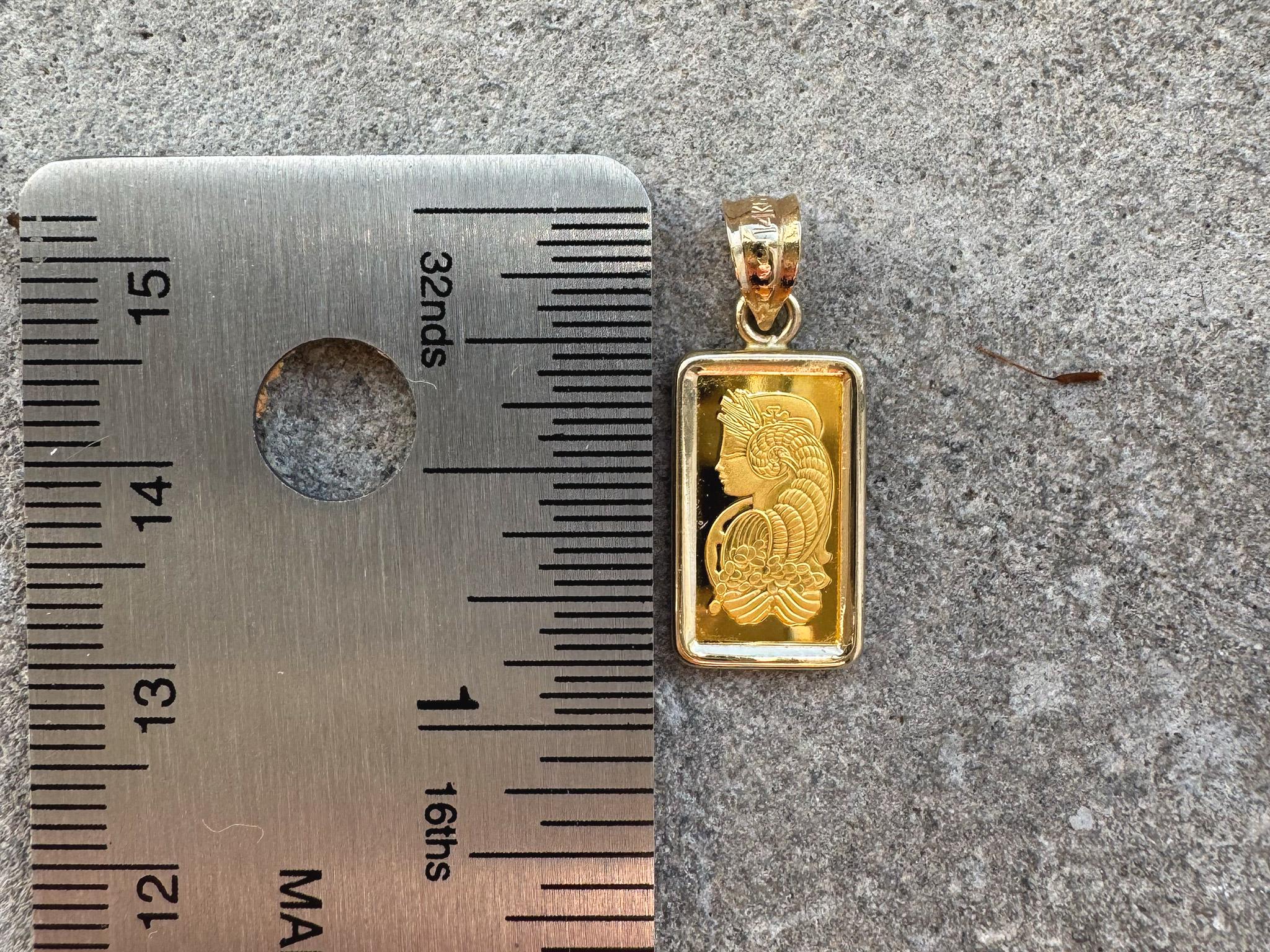 1 Gram Gold Bar Pendant - PAMP Suisse Lady Fortuna .999 Fine Gold in ...