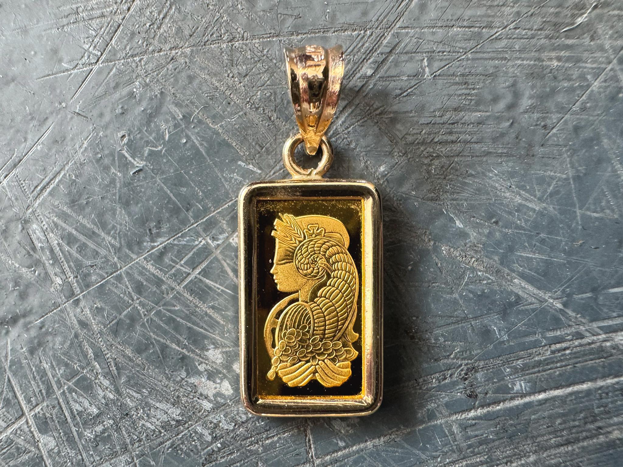 1 Gram Gold Bar Pendant - PAMP Suisse Lady Fortuna .999 Fine Gold in ...