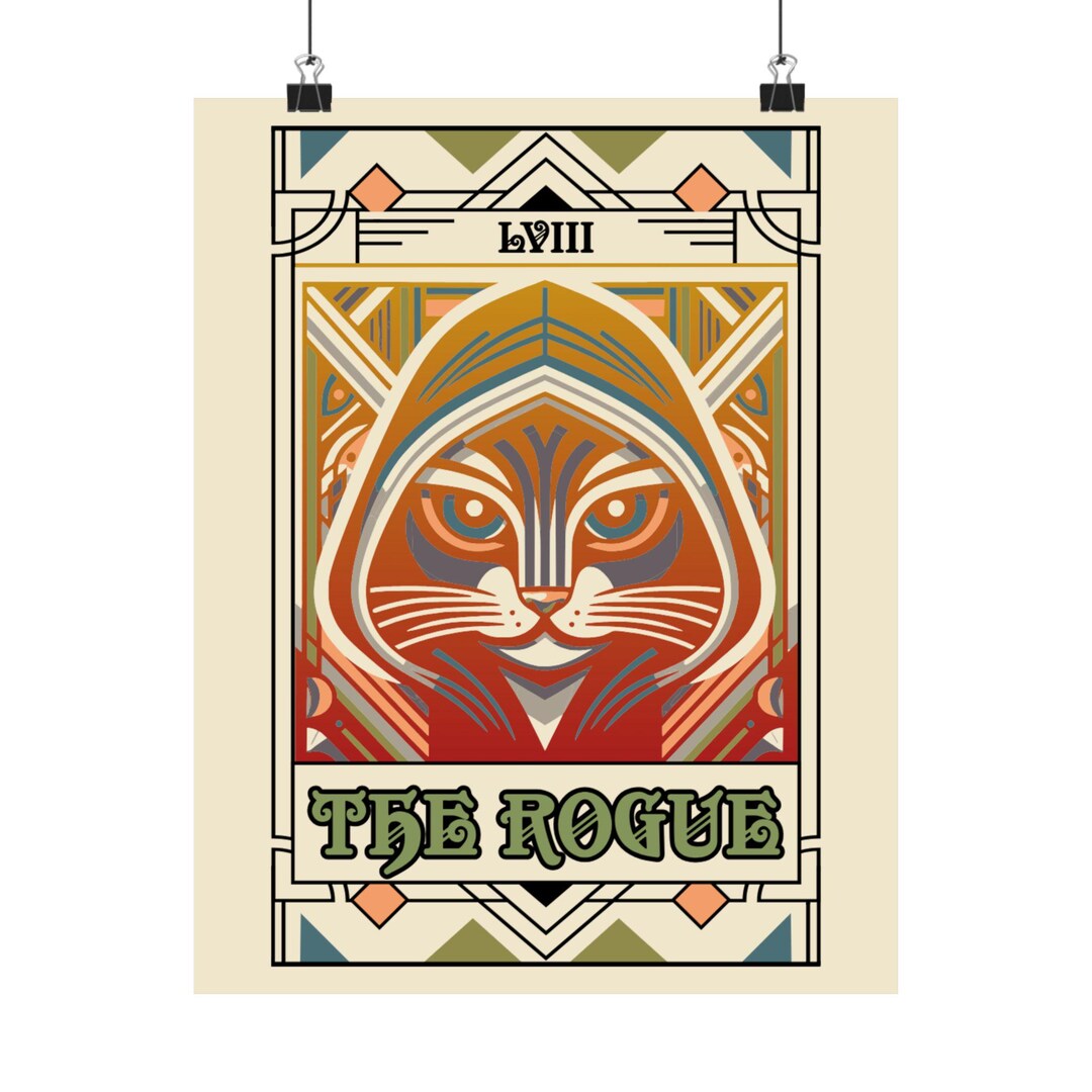 Art Deco Rogue Cat Matte Vertical Poster, Vintage Feline Wall Art Print ...