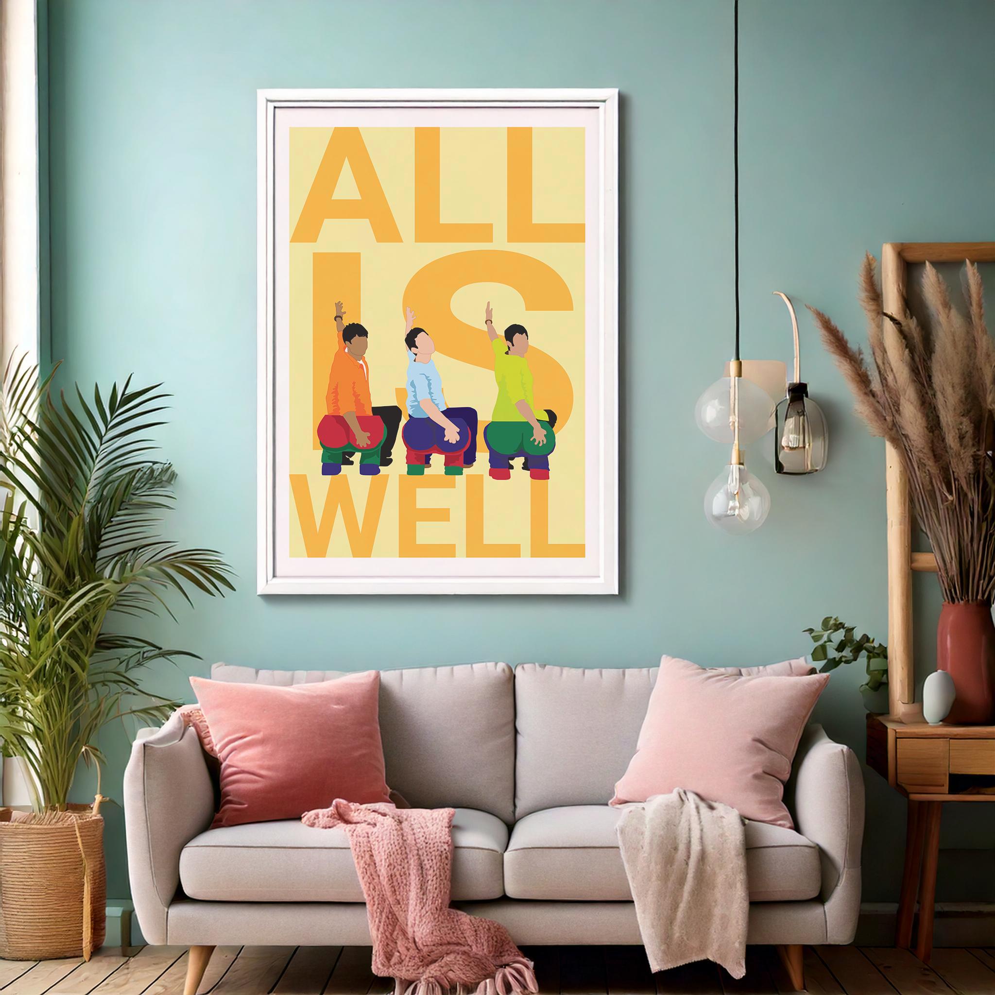 All is Well - 3 Idiots Movie Poster - Bollywood Quote Art (digital ...