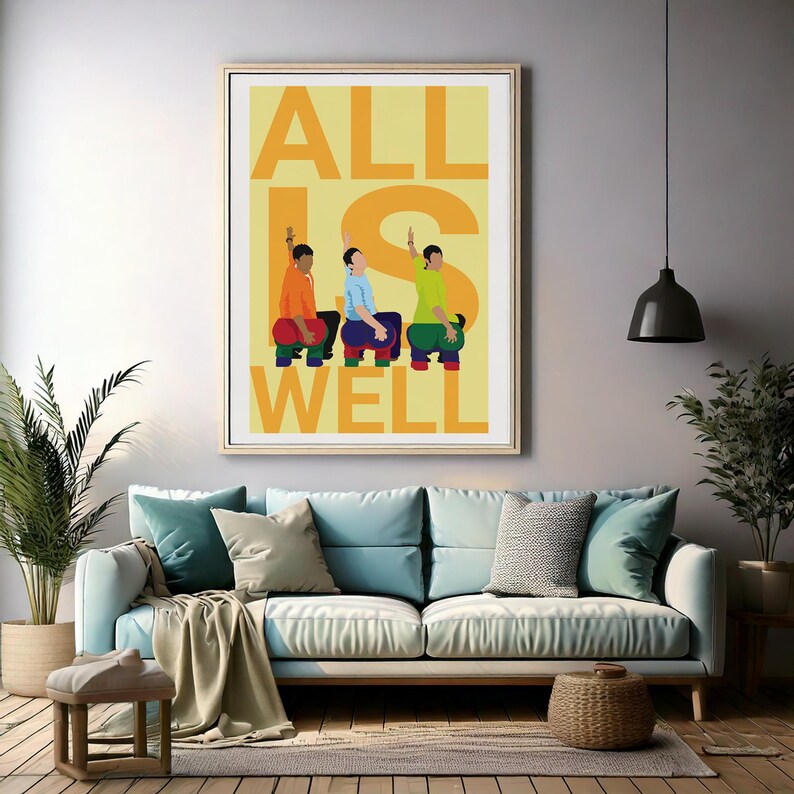 All is Well - 3 Idiots Movie Poster - Bollywood Quote Art (digital ...