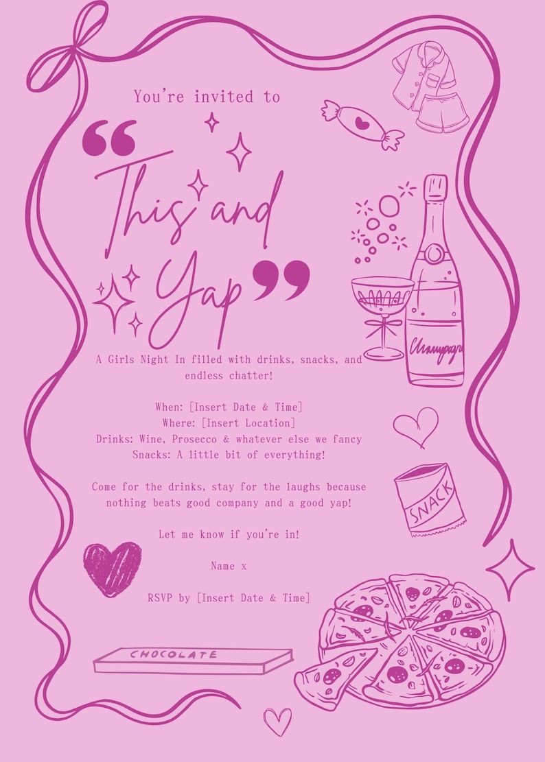 This and Yap Invitation | Invite Template | Ladies Night | Drinks and ...