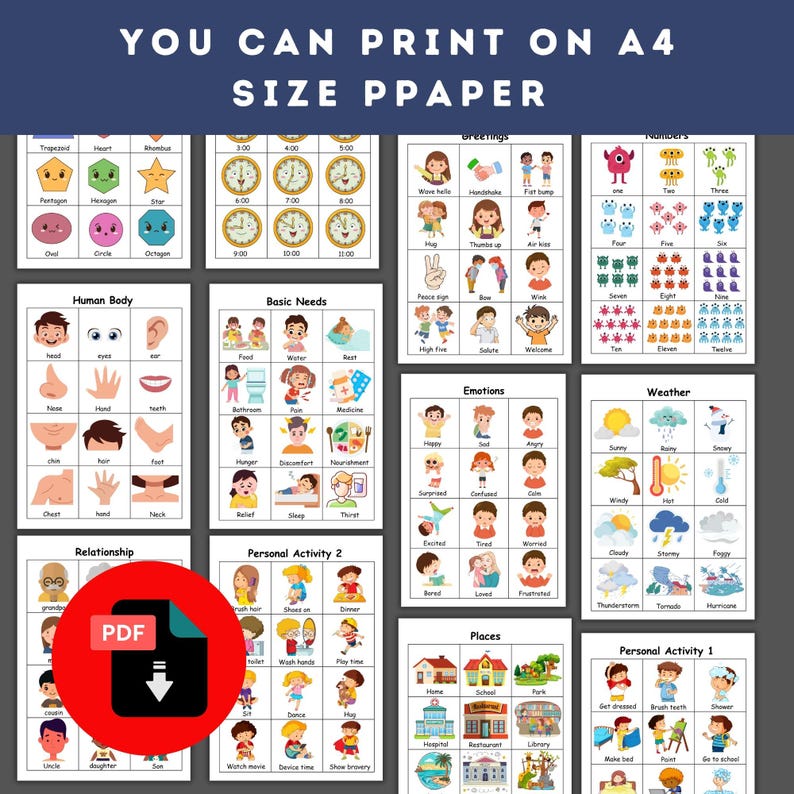 Non Verbal Communication Visual Board Flash Cards, Special Needs ...