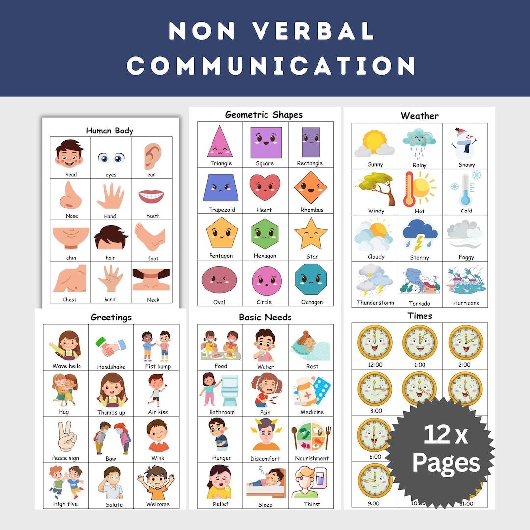 Non Verbal Communication Visual Board Flash Cards, Special Needs ...