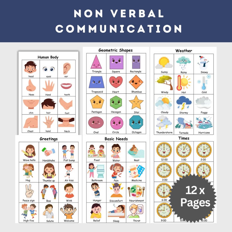Non Verbal Communication Visual Board Flash Cards, Special Needs ...
