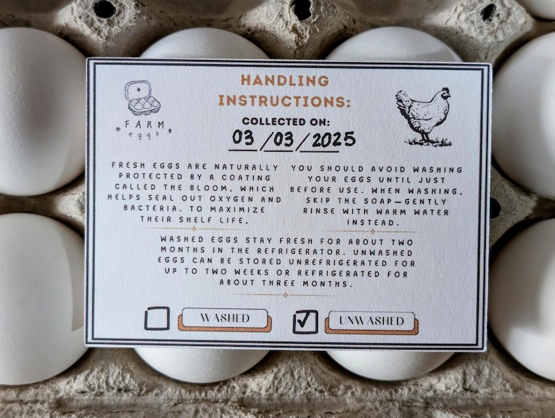 Farm Fresh Egg Handling Care Card – Unwashed Egg Instructions ...