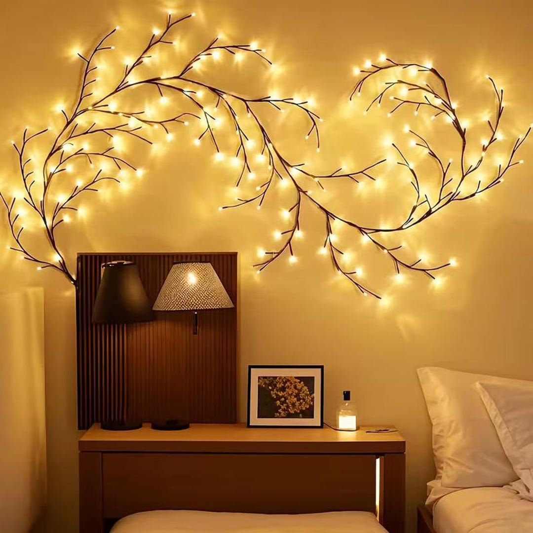 6 Ft Bendable LED Willow Vine Lights – Decorative Branch String Lights ...