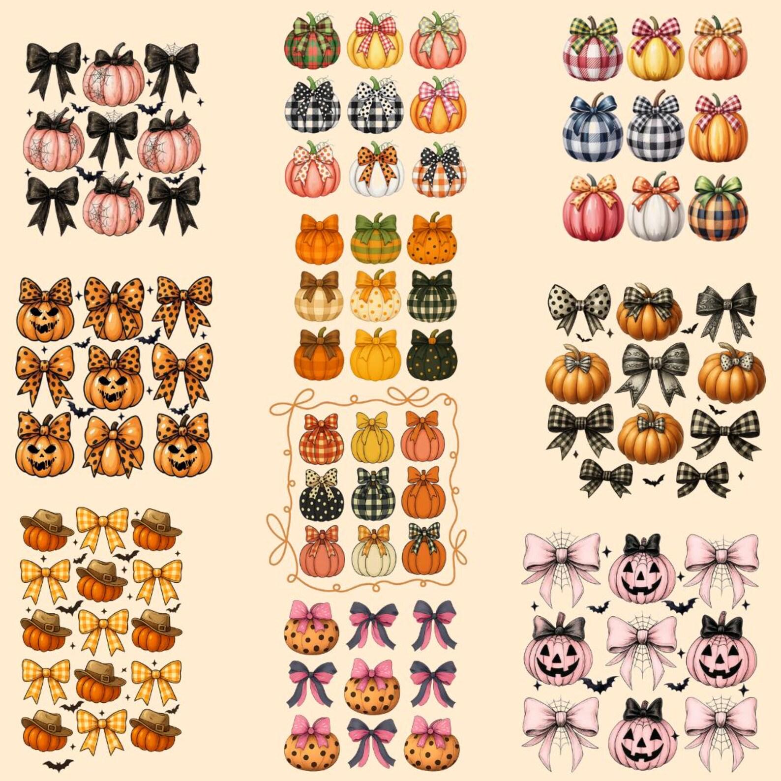 Vintage Halloween Pumpkin Clipart Bundle – Fall Aesthetic PNG Stickers ...