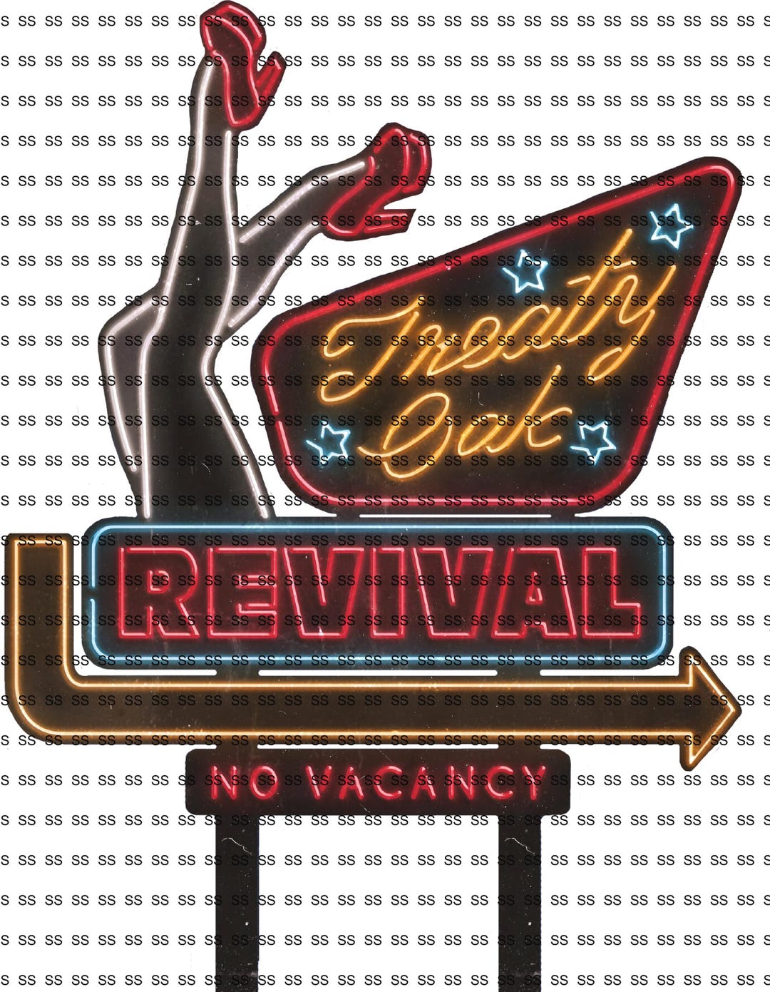 Treaty Oak Revival Neon Sign Poster PNG, Retro No Vacancy Sign, Country ...