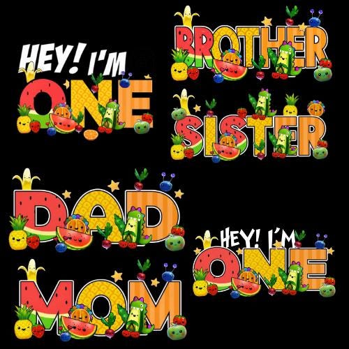 Hey I’m One Fruit Family Png Birthday Shirt | Cute Kawaii 1st Birthday ...