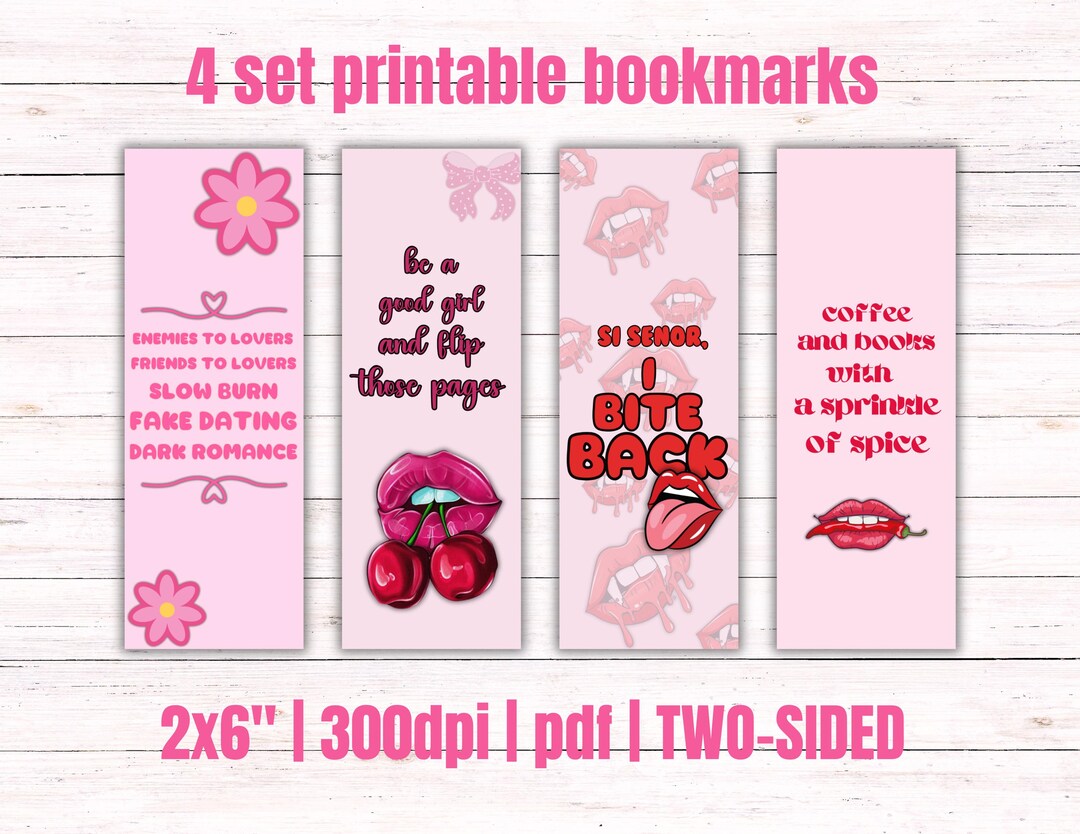 Spicy Romance Reader Bookmarks | Instant Download | Printable Bookmarks ...