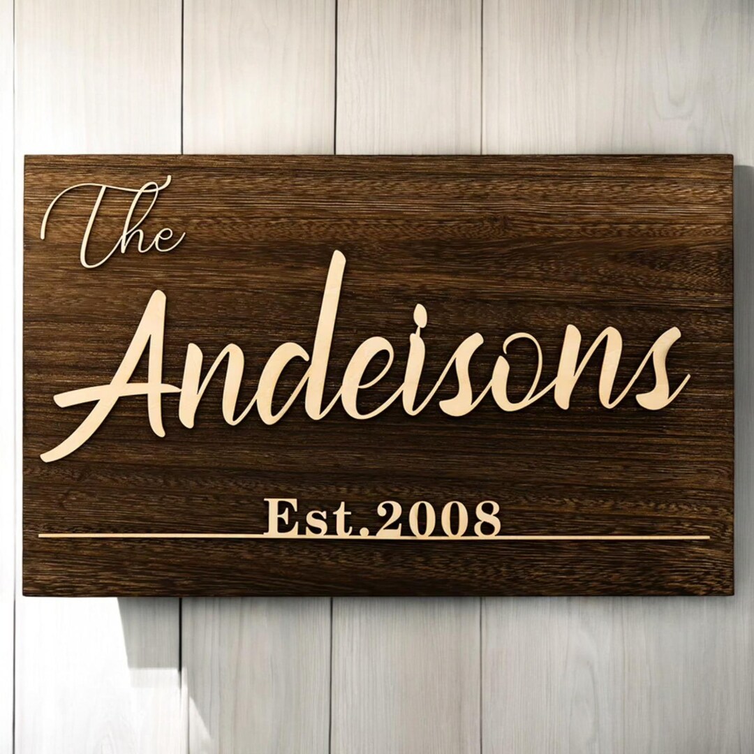 Personalized Family Name Wood Sign: Custom Home Wall Decor - Etsy