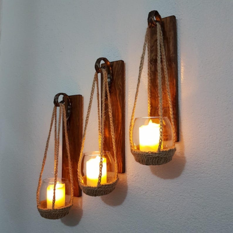 Rustic Wood Wall Sconce Set: Handmade Natural Wood Light Decor - Etsy