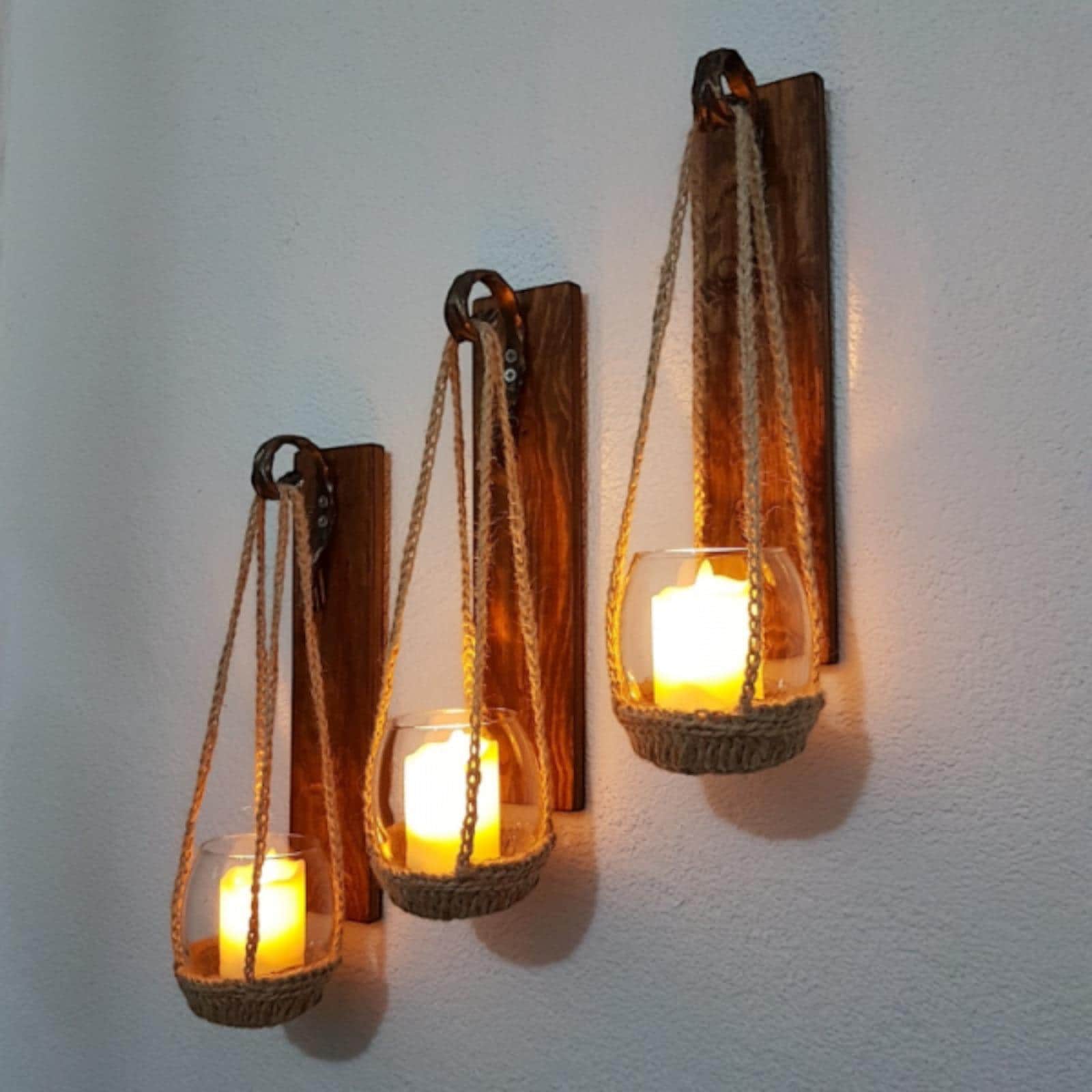Rustic Wood Wall Sconce Set: Handmade Natural Wood Light Decor - Etsy