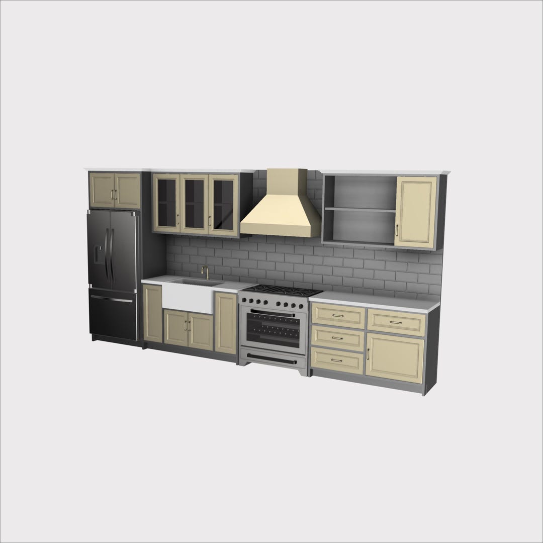 Dollhouse Kitchen STL File | 3D Printable Miniature Kitchen Set | 1:12 ...