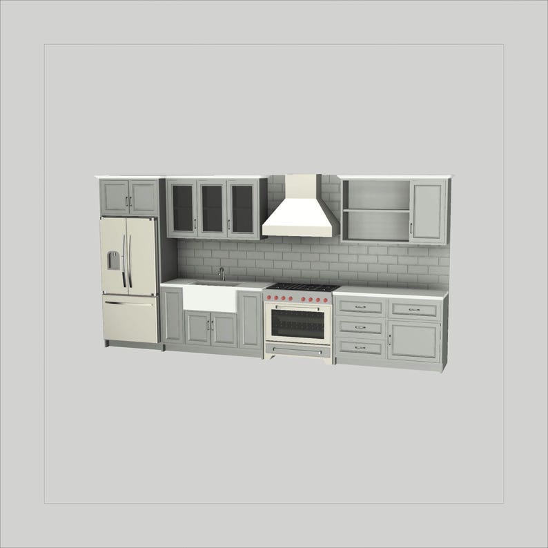 Dollhouse Kitchen STL File | 3D Printable Miniature Kitchen Set | 1:12 ...