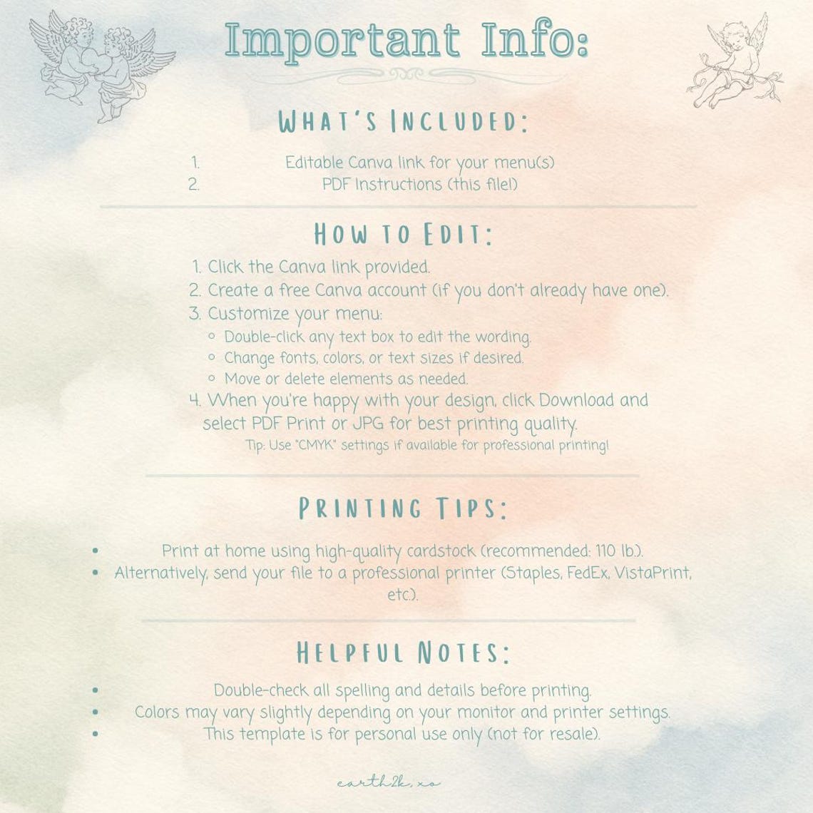 Editable Garden Party Menu Template – Watercolor Floral Border | Canva ...