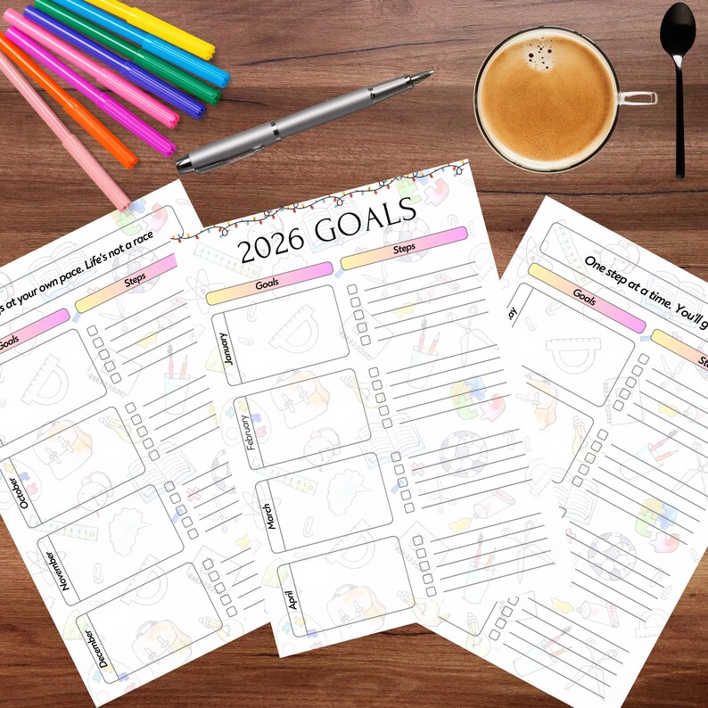 Yearly Goal Tracker - PRINTABLE Journal Page - Planner Page - Goal ...