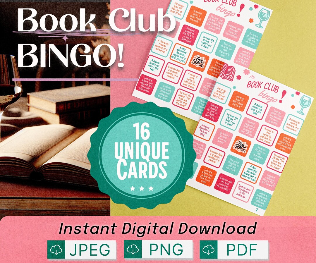Book Club Bingo - Printable Book Game, Fun Reading Activity, Instant ...