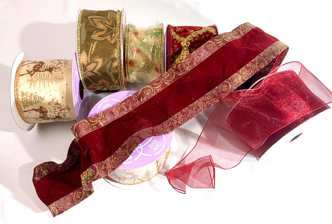 Rich Gold and Burgundy Luxe Ribbon Assortment - Etsy