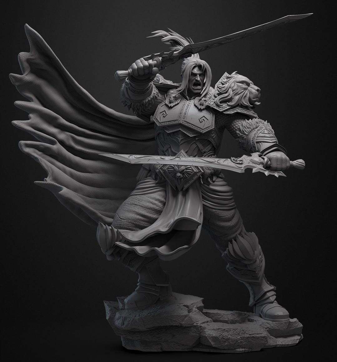 Varian Wrynn Statue - Wow King of Stormwind 3D Printed Resin Figure ...