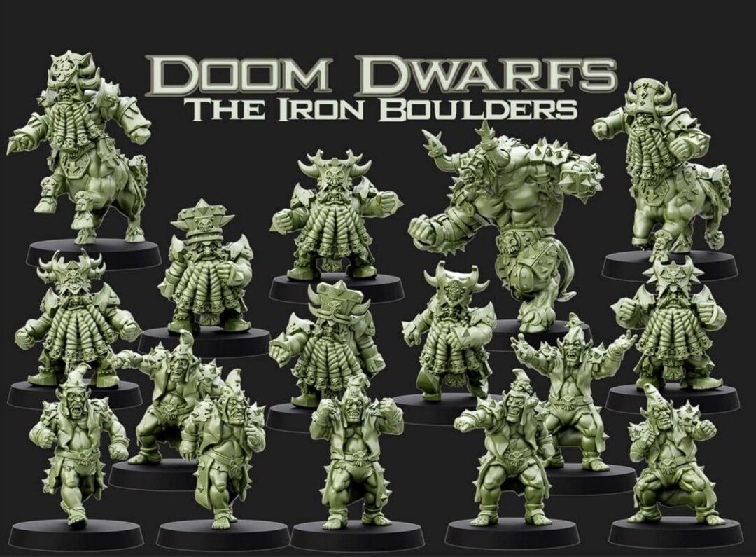 The Iron Boulders Doom Dwarfs Fantasy Miniatures - 3D Printed Resin ...
