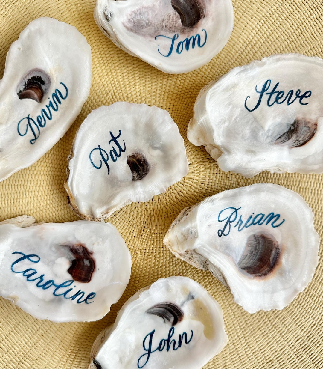 Personalized Natural Oyster Shell Place Card, Monogrammed or Custom ...
