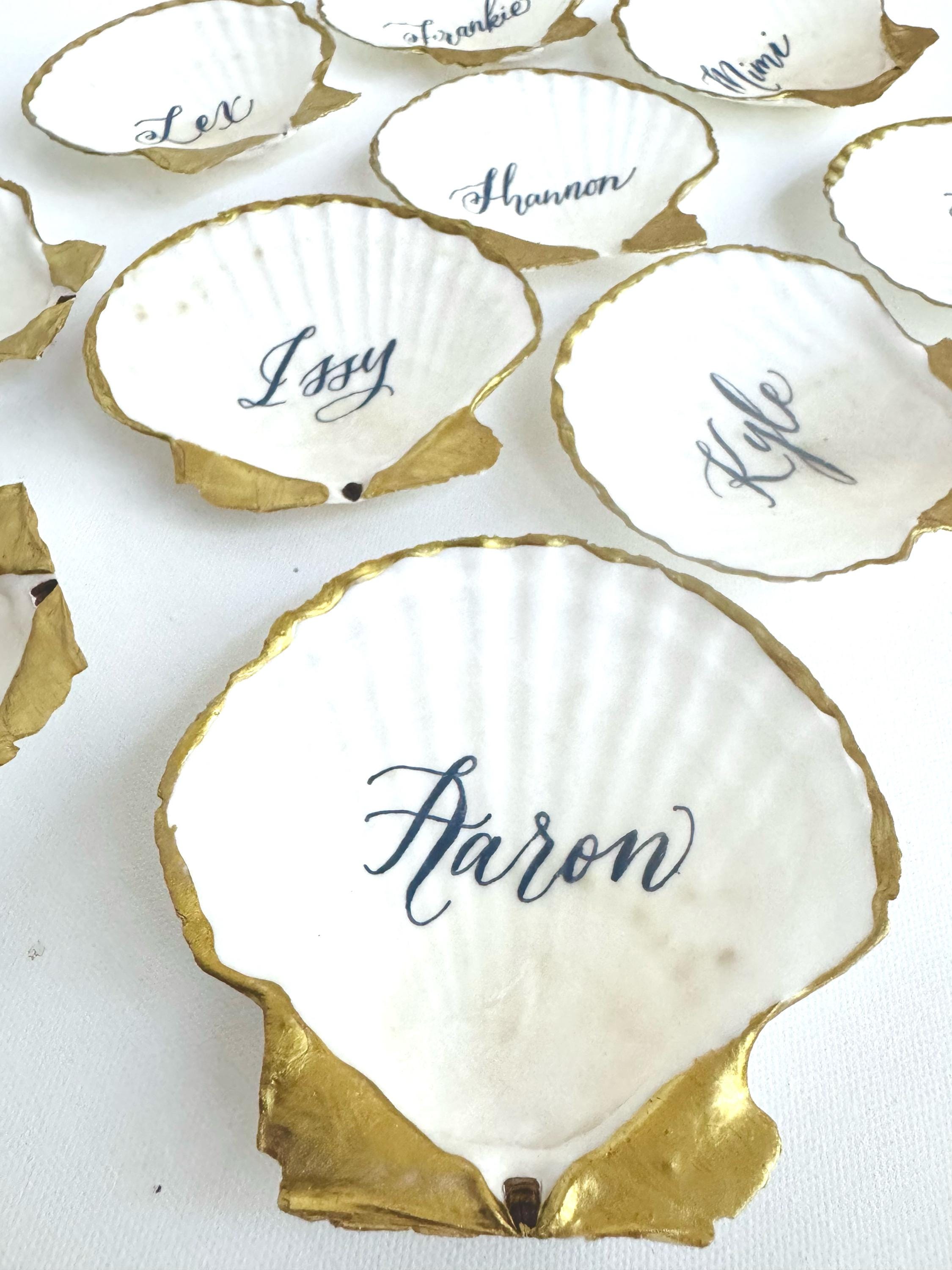 Personalized Scallop Shell Place Card With Rose Gold, Gold, or Silver ...