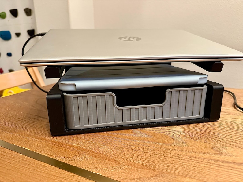 Sleek 3d-printed Laptop Stand With Built-in Drawer Organizer - Etsy